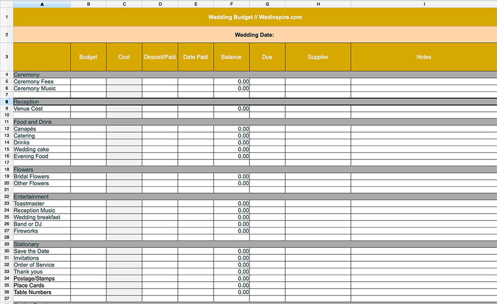 Wedding Budget Spreadsheet Pdf Practiceamela
